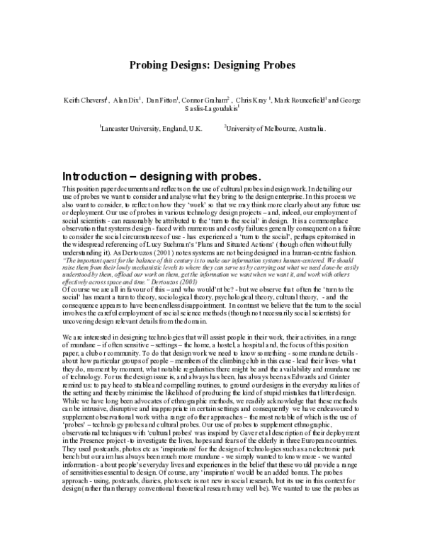 (PDF) Probing Designs: Designing Probes