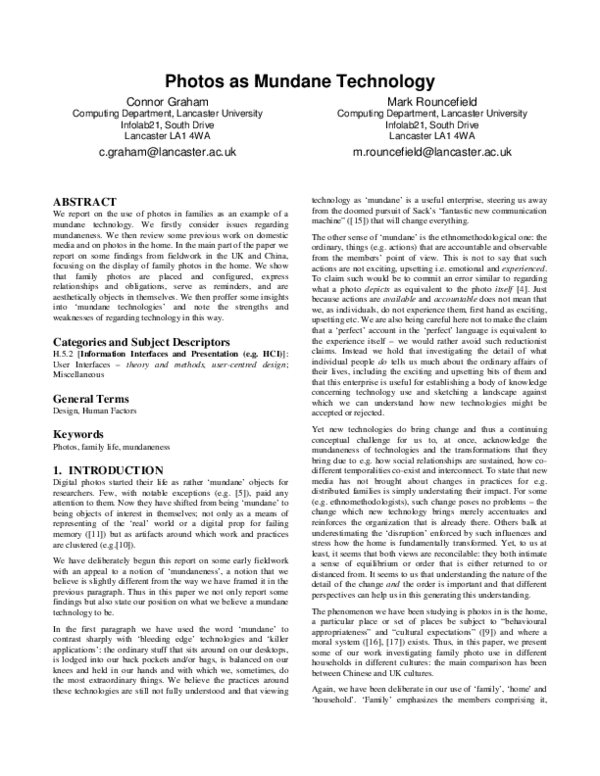 (PDF) Photos as Mundane Technology