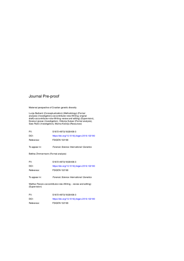 (PDF) Maternal perspective of Croatian genetic diversity