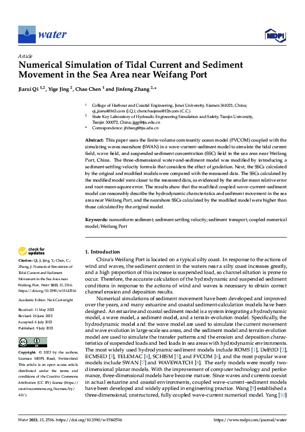 (PDF) Numerical Simulation of Tidal Current and Sediment Movement in the Sea Area near Weifang Port
