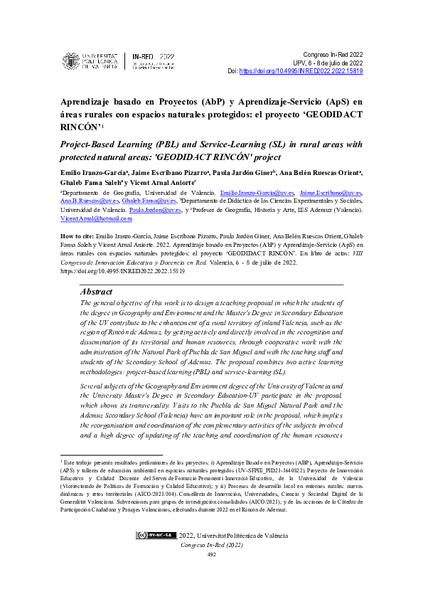 (PDF) Aprendizaje basado en Proyectos (AbP), Aprendizaje-Servicio (ApS) en áreas rurales con ...