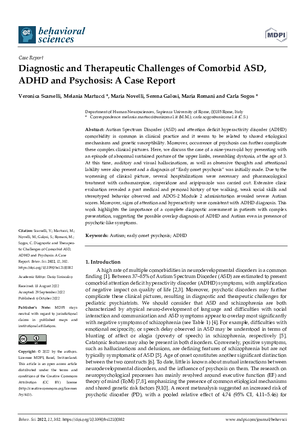 (PDF) Diagnostic and Therapeutic Challenges of Comorbid ASD, ADHD and ...