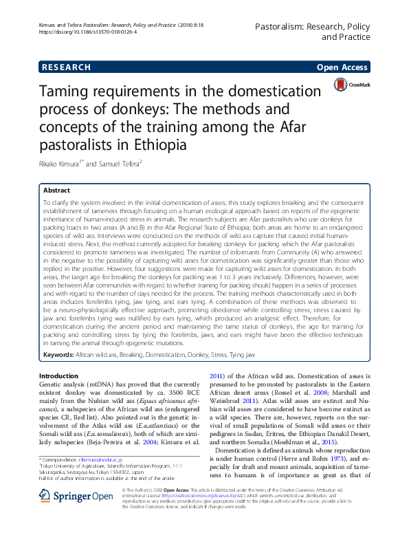 (PDF) Taming requirements in the domestication process of donkeys: The ...