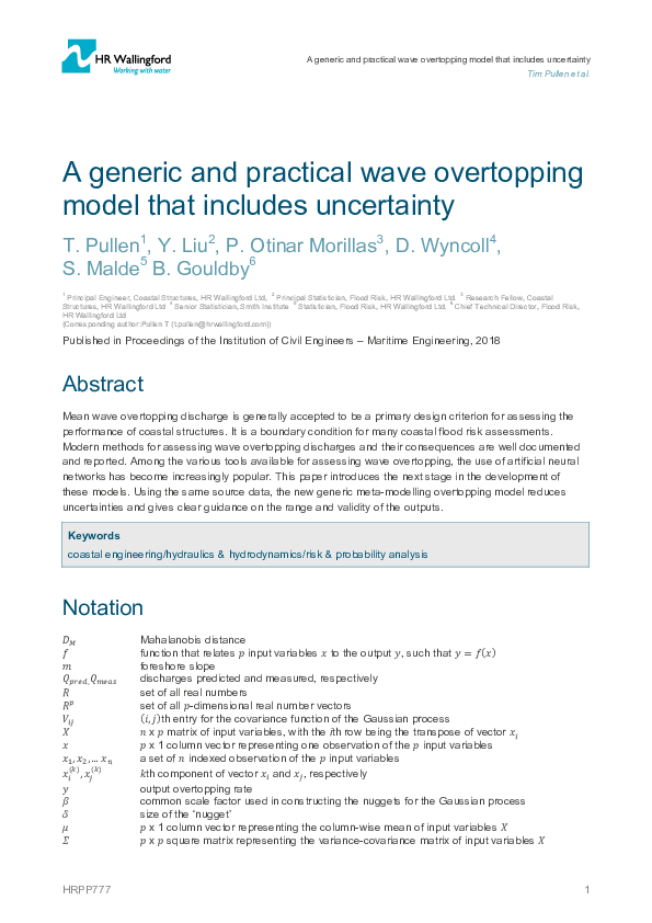 (PDF) A generic and practical wave overtopping model that includes ...