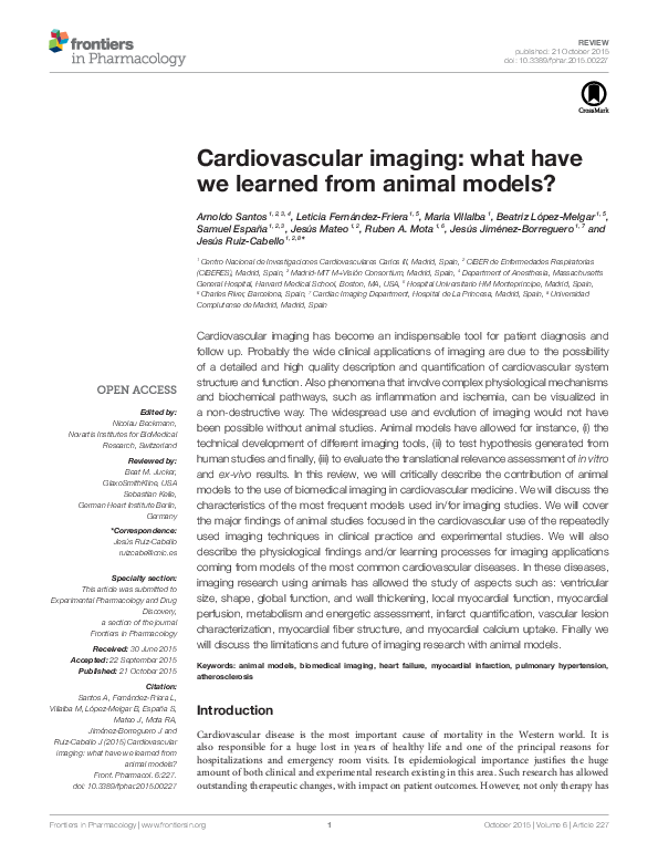 (PDF) Cardiovascular imaging: what have we learned from animal models?