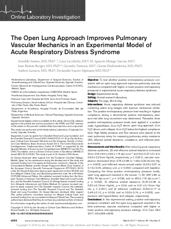 (PDF) The Open Lung Approach Improves Pulmonary Vascular Mechanics in ...