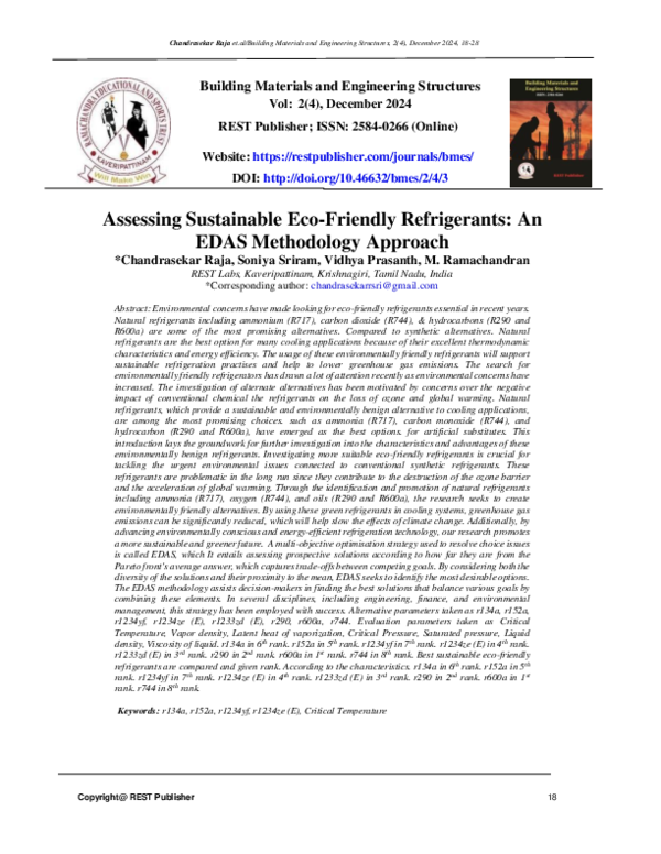 (PDF) Assessing Sustainable Eco-Friendly Refrigerants: An EDAS ...