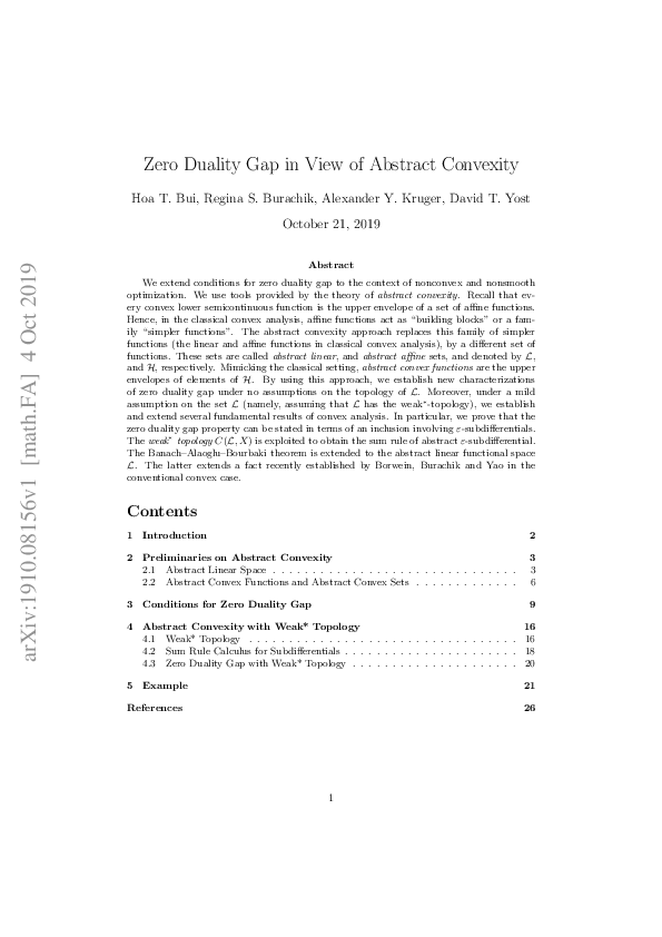 (PDF) Zero Duality Gap in View of Abstract Convexity
