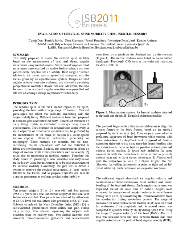 (PDF) Evaluation of cervical spine mobility using inertial sensors