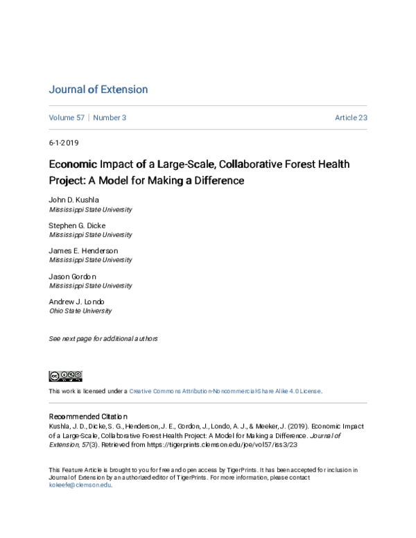 (PDF) Economic Impact of a Large-Scale, Collaborative Forest Health Project: A Model for Making ...
