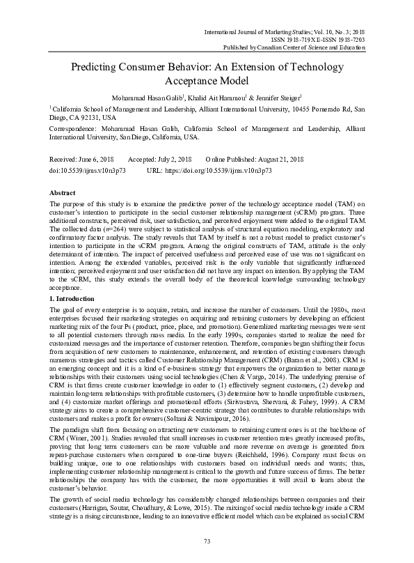 (PDF) Predicting Consumer Behavior: An Extension of Technology ...