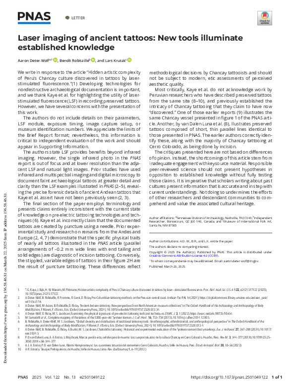 (PDF) Laser Imaging of Ancient Tattoos: New Tools Illuminate Established Knowledge