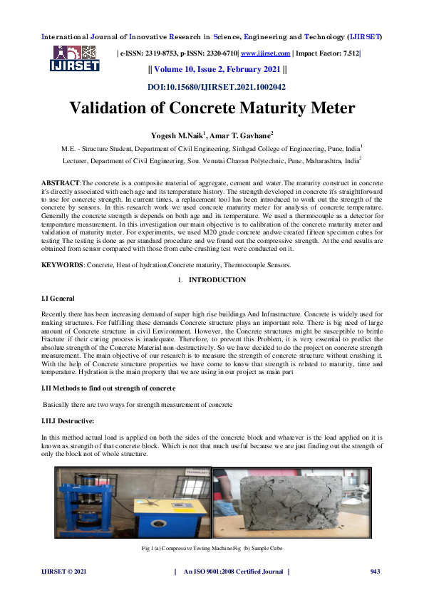 (PDF) Validation of Concrete Maturity Meter