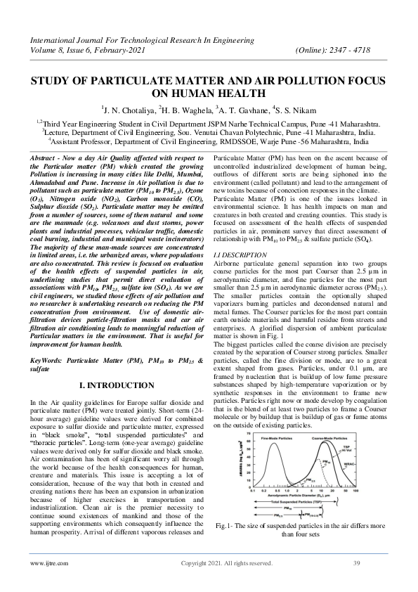 (PDF) STUDY OF PARTICULATE MATTER AND AIR POLLUTION FOCUS ON HUMAN HEALTH