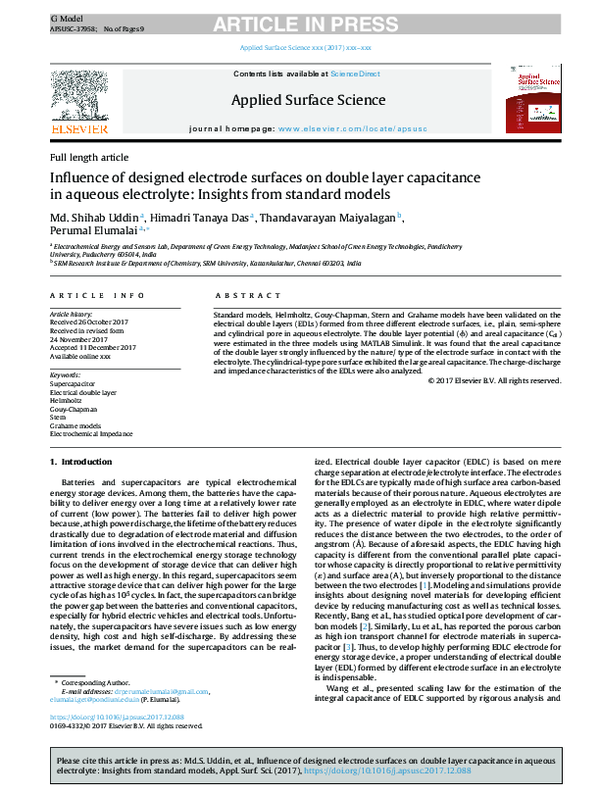 (PDF) Influence of designed electrode surfaces on double layer ...