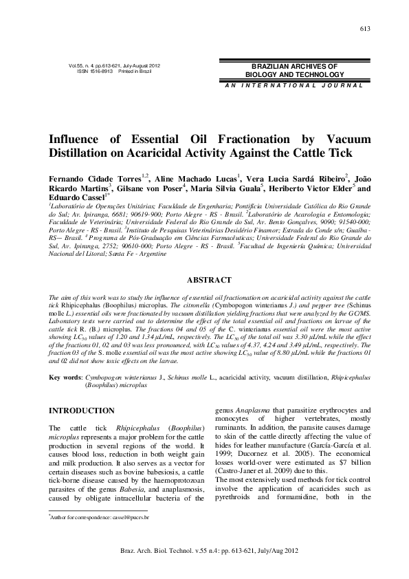 (PDF) Influence of essential oil fractionation by vacuum distillation ...