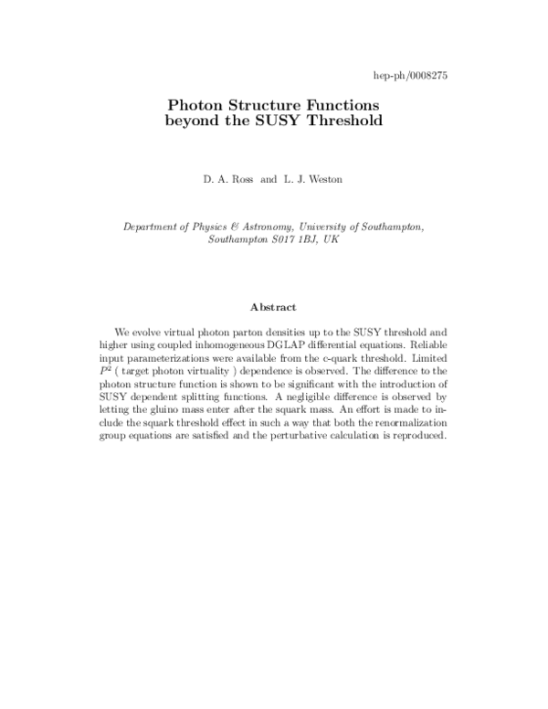 (PDF) Photon structure functions beyond the SUSY threshold