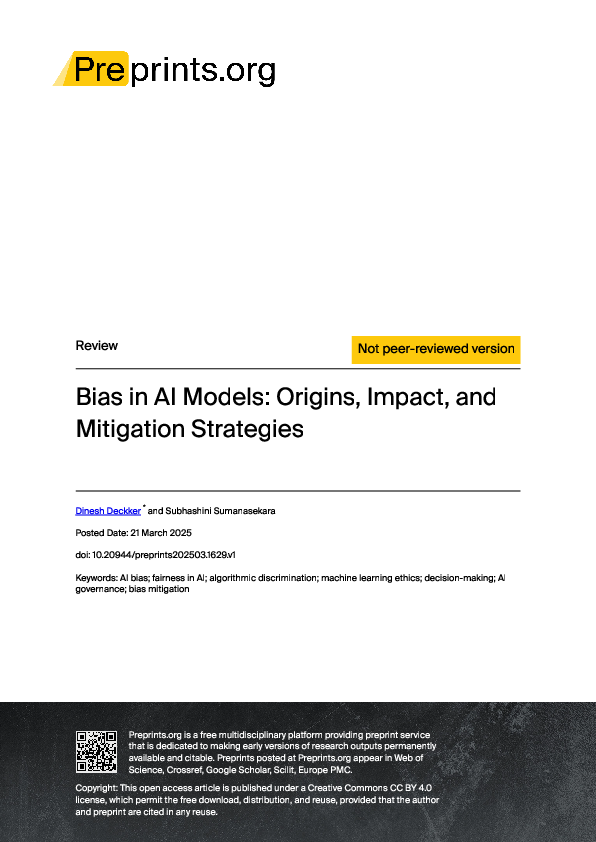 (PDF) Bias in AI Models: Origins, Impact, and Mitigation Strategies