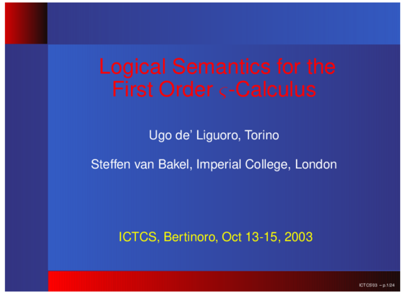(PDF) Logical Semantics for the First Order varsigma-Calculus