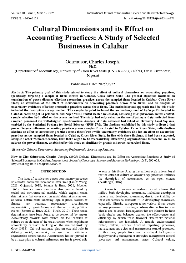 (PDF) Cultural Dimensions and its Effect on Accounting Practices: A ...