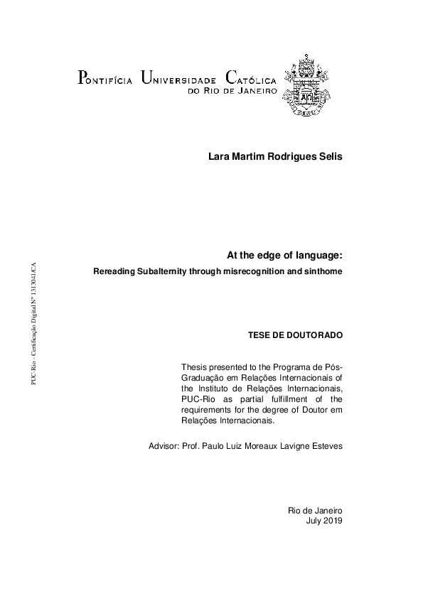 (PDF) At the Edge of Language: Rereading Subalternity Through ...