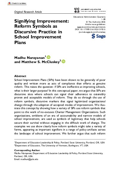 (PDF) Signifying Improvement: Reform Symbols as Discursive Practice in ...