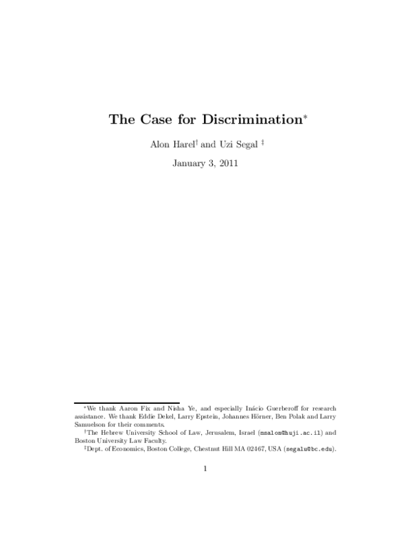 (PDF) The Case for Discrimination