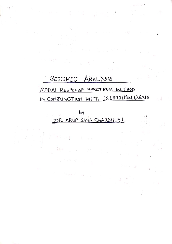 (PDF) Modal Seismic Response Spectrum Analysis
