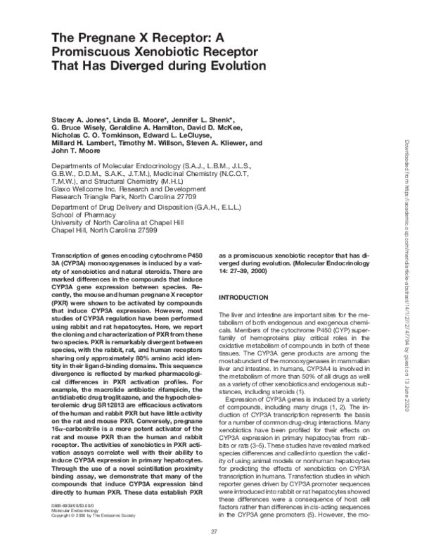 (PDF) The Pregnane X Receptor: A Promiscuous Xenobiotic Receptor That ...