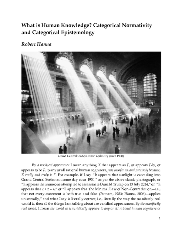 (PDF) What is Human Knowledge? Categorical Normativity and Categorical ...