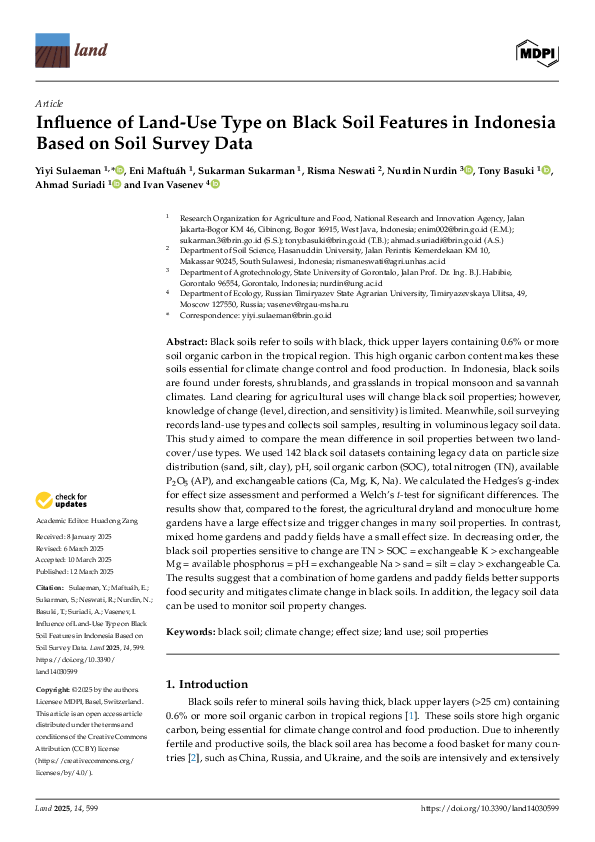 (PDF) Influence of Land-Use Type on Black Soil Features in Indonesia ...