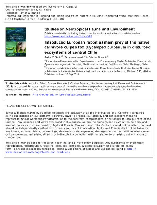 (PDF) Introduced European rabbit as main prey of the native carnivore ...