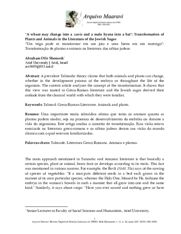 (PDF) A wheat may change into a zunin and a male hyena into a bat ...