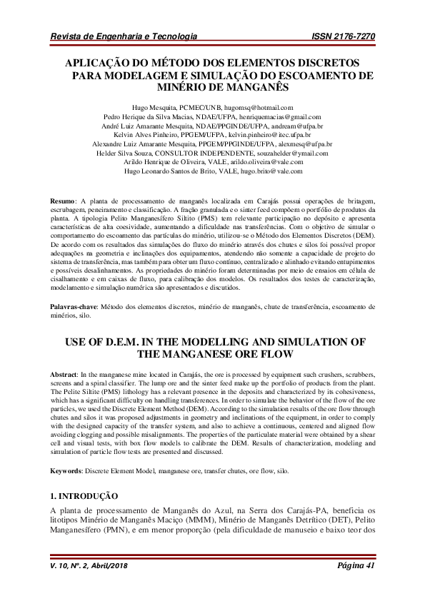(PDF) Aplicação Do Método Dos Elementos Discretos Para Modelagem e ...