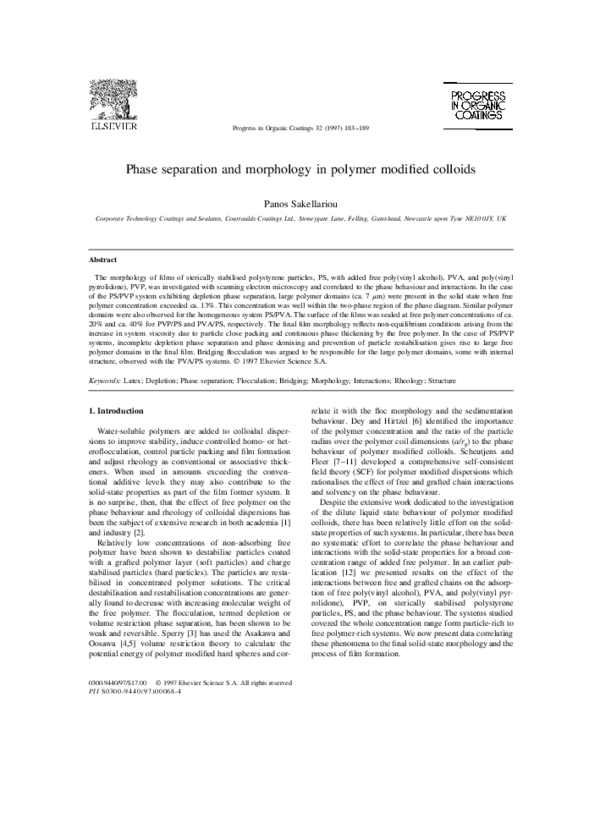 (PDF) Phase separation and morphology in polymer modified colloids