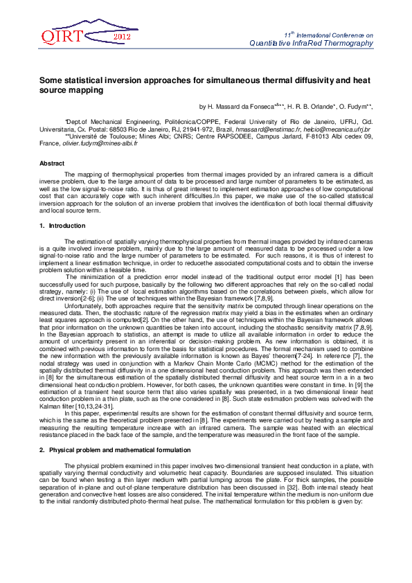 (PDF) Some statistical inversion approaches for simultaneous thermal ...