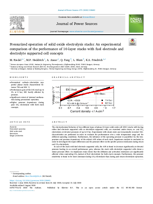 (PDF) Pressurized operation of solid oxide electrolysis stacks: An ...