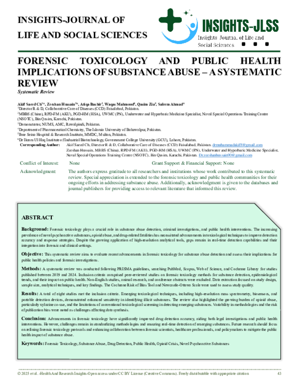 (PDF) FORENSIC TOXICOLOGY AND PUBLIC HEALTH IMPLICATIONS OF SUBSTANCE ...