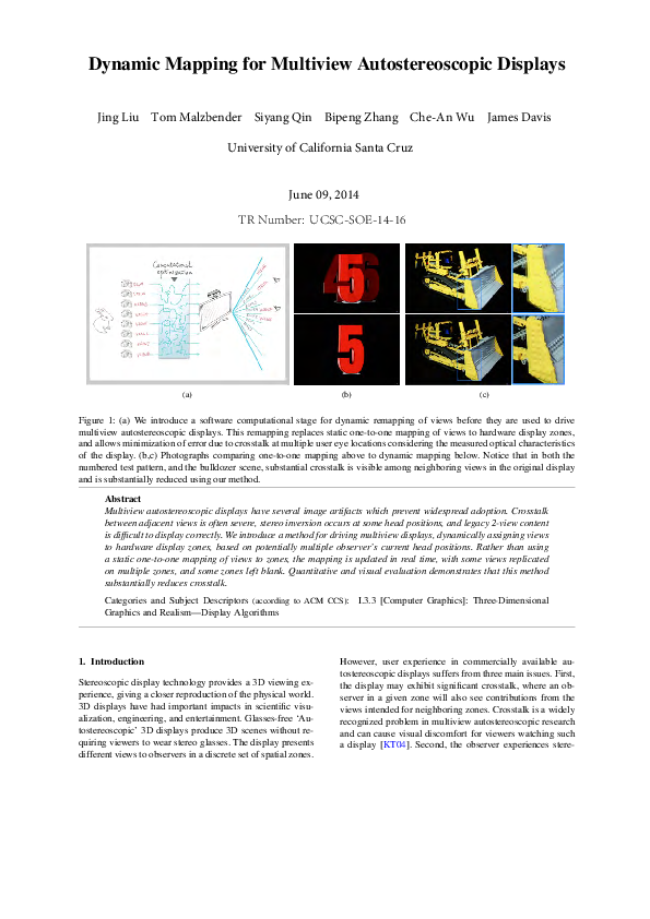 (PDF) Dynamic mapping for multiview autostereoscopic displays