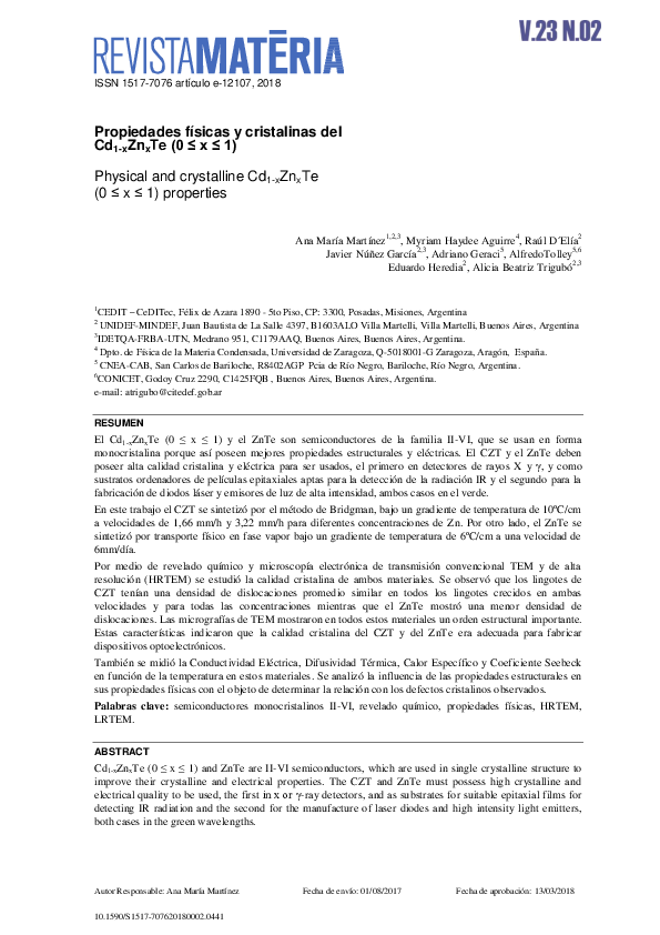 (PDF) Propiedades físicas y cristalinas del Cd1-xZnxTe (0 ≤ x ≤ 1)