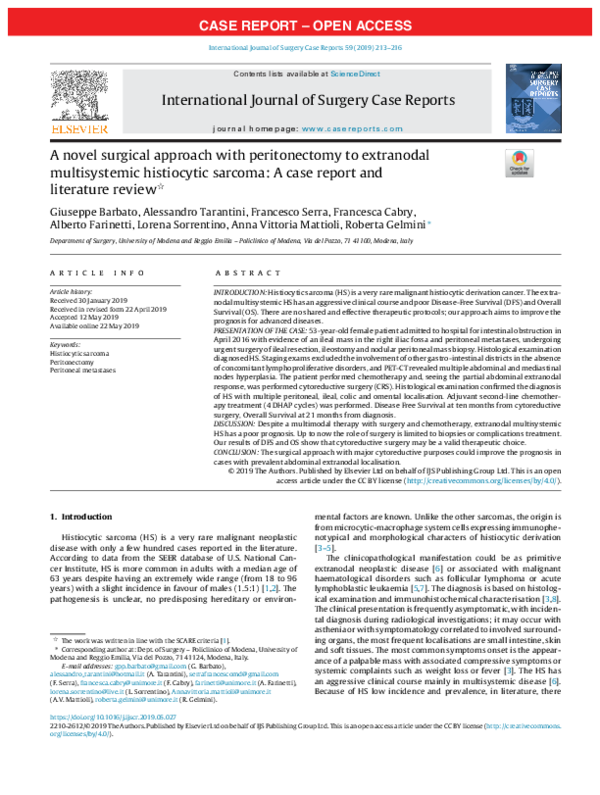 (PDF) A Novel Surgical Approach with Peritonectomy to Extranodal ...