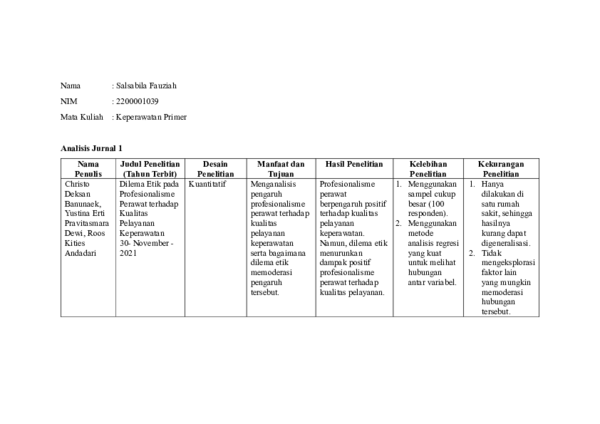 (PDF) Mata Kuliah : Keperawatan Primer