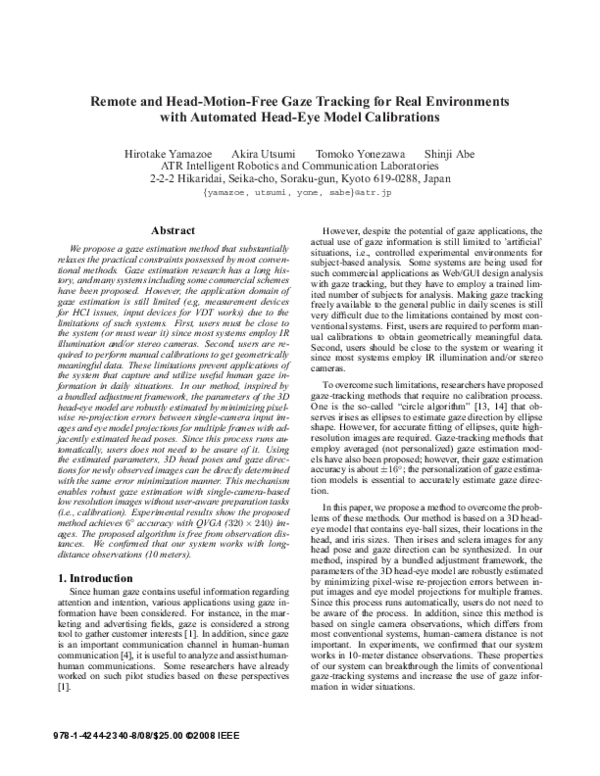 (PDF) Remote and head-motion-free gaze tracking for real environments ...
