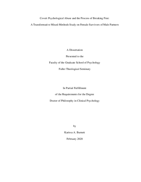 (PDF) Covert Psychological Abuse and the Process of Breaking Free: A ...