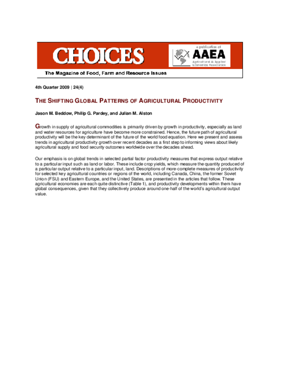 The Shifting Global Patterns of Agricultural Productivity