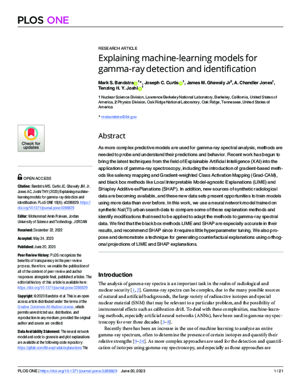 (PDF) Explaining machine-learning models for gamma-ray detection and identification