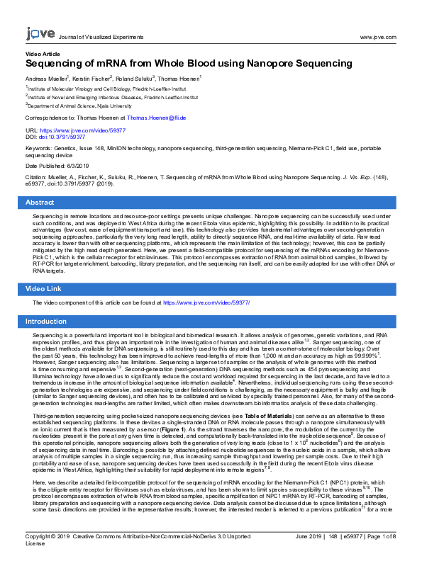 (PDF) Sequencing of mRNA from Whole Blood using Nanopore Sequencing