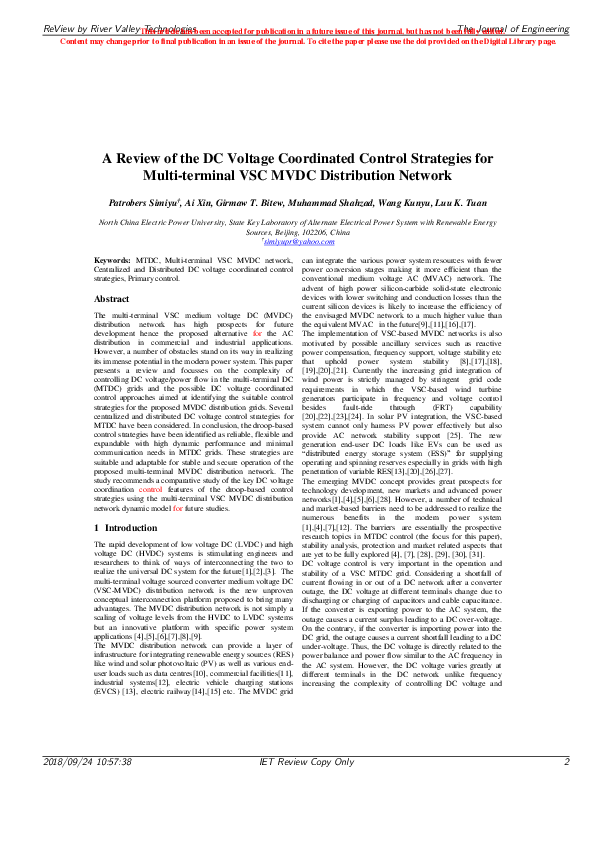 (PDF) Review of the DC voltage coordinated control strategies for multi ...