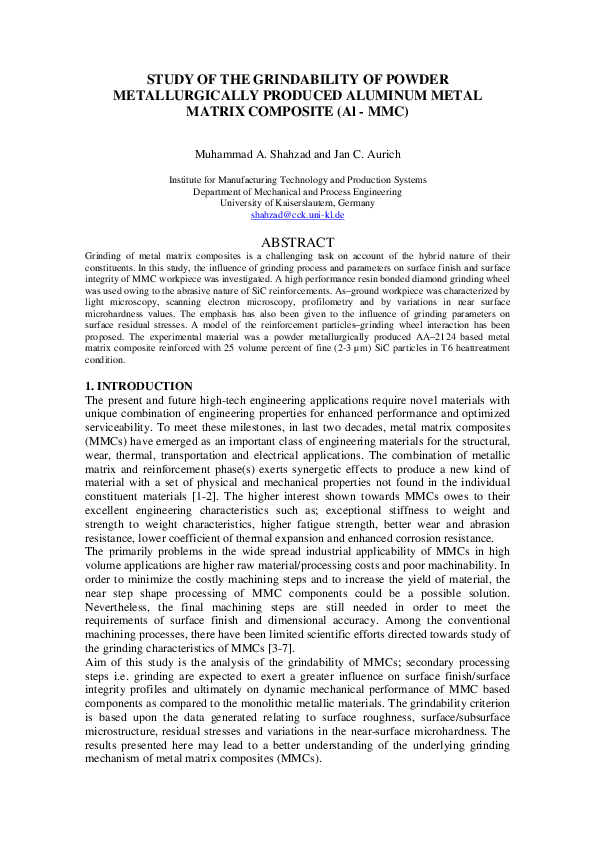 (PDF) STUDY OF THE GRINDABILITY OF POWDER METALLURGICALLY PRODUCED ...
