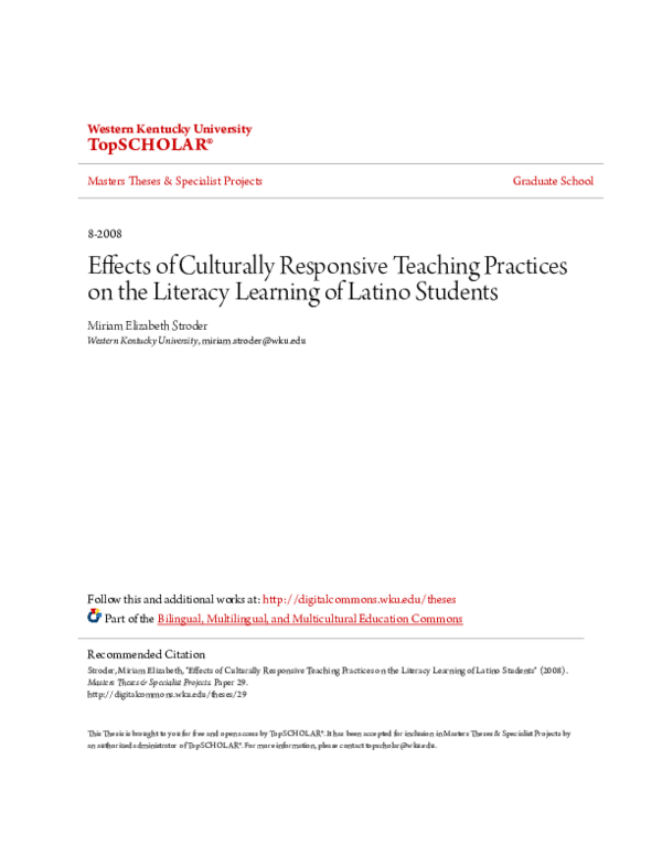 (PDF) Effects of Culturally Responsive Teaching Practices on the ...